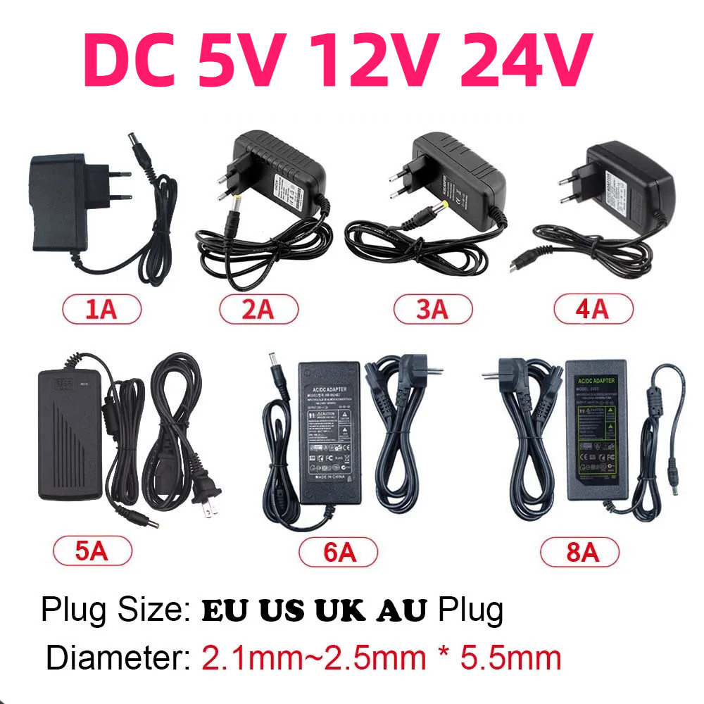 AC 110V - 220V DC 5V 12V 24V Power Supply Adapter 1A 2A 3A 5A 6A 8A 10A 5 12 24 V Volt ...