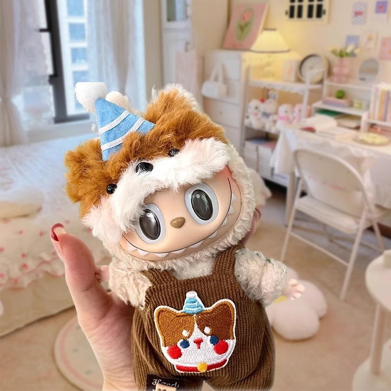 Labubu Doll Clothes 15cm Heart-moving Macaron Vinyl Face Labubu Baby ...