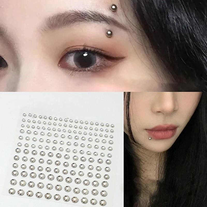 Stainless Steel Fake Nose Ring Sticker Non Piercied Lip Nails Ear Stud ...