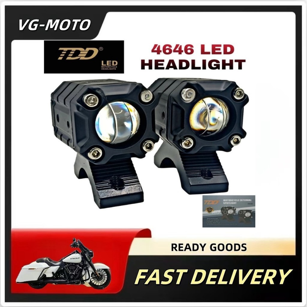 Free Shipping TDD #4646 V2 LED MOTORCYCLE HEADLIGHT YELLOW-WHITE WITH ...
