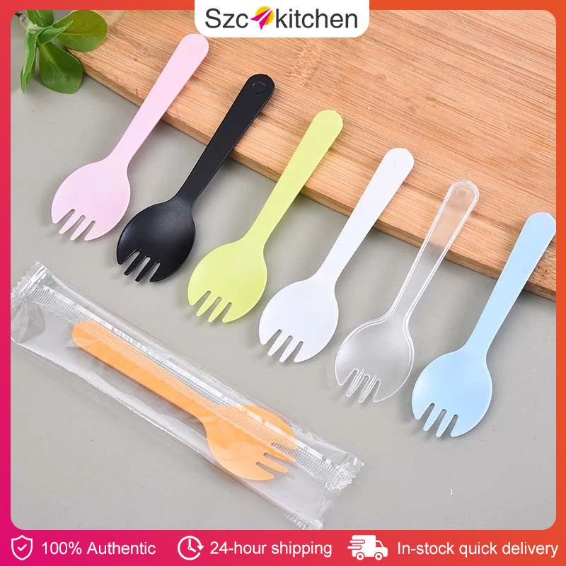 100pcs/single wrapped disposable fork spoon for Dessert Spoon/Cake Fork ...