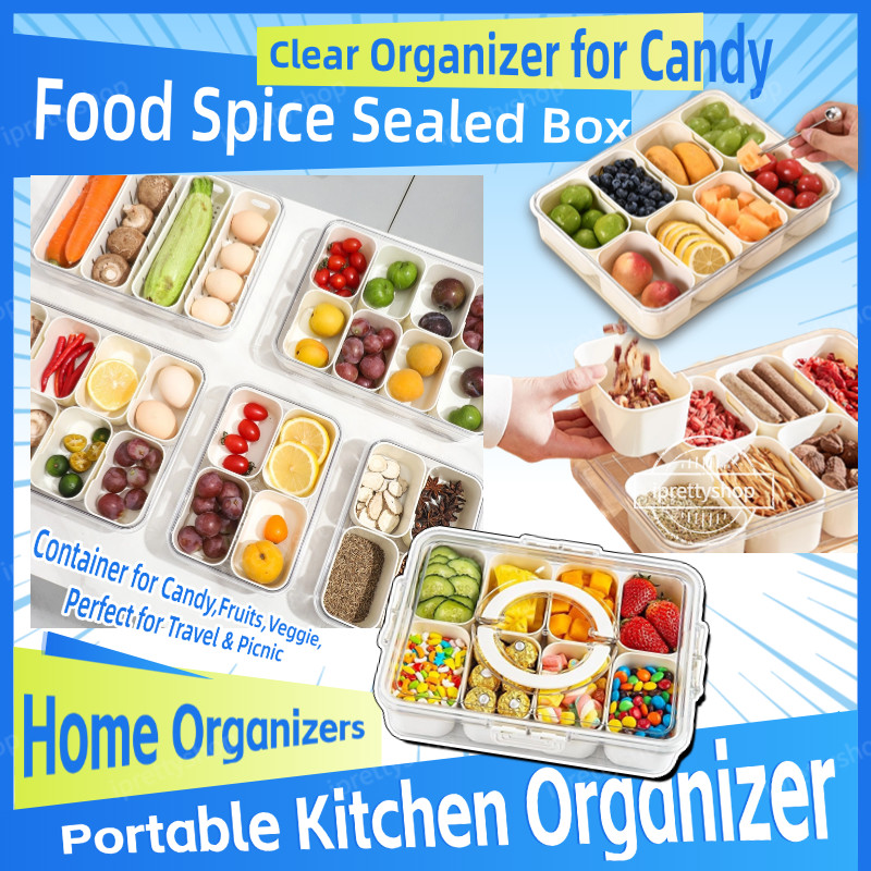 Snack Tray Pots Spice Sealed Box Multi Compartment Storage Box Portable ...