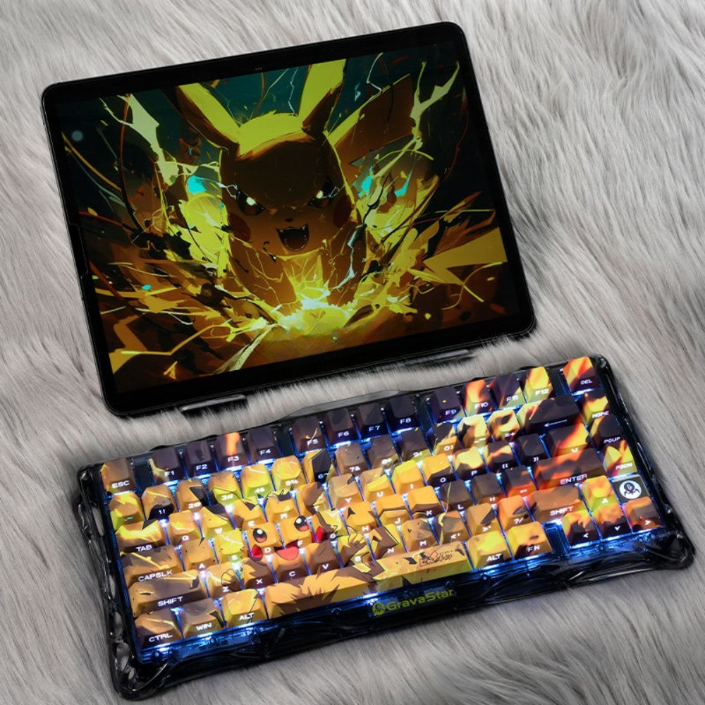 Pikachu Keycaps 130 Keys Cherry Profile PBT Dye Sublimation Letter Side ...