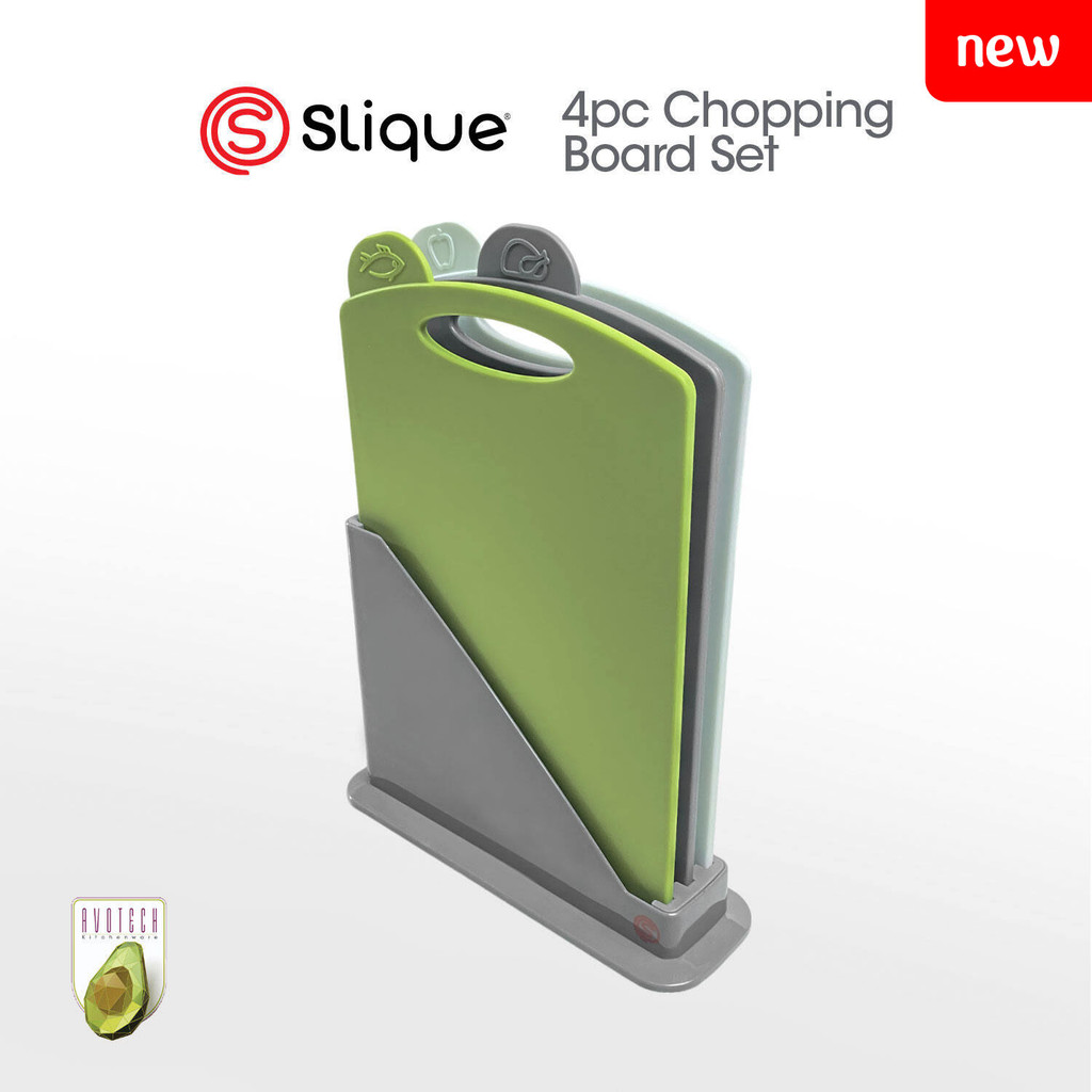 SLIQUE Avotech 4pcs Chopping Board Set with Stand Kitchen Preparation ...