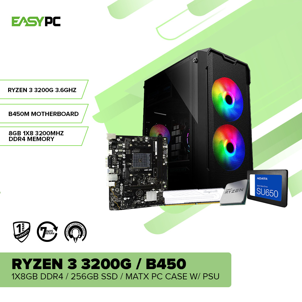 AMD Ryzen 3 3200G 8GB DDR4 256GB Desktop Computer Set | Shopee Philippines