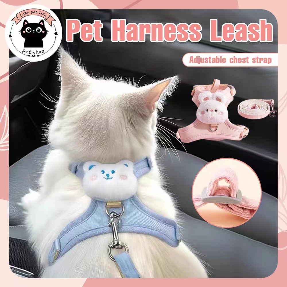 Adjustable Pets Cat Dog Harness & Leash Set Cute Rabbit Style Dog Cat ...