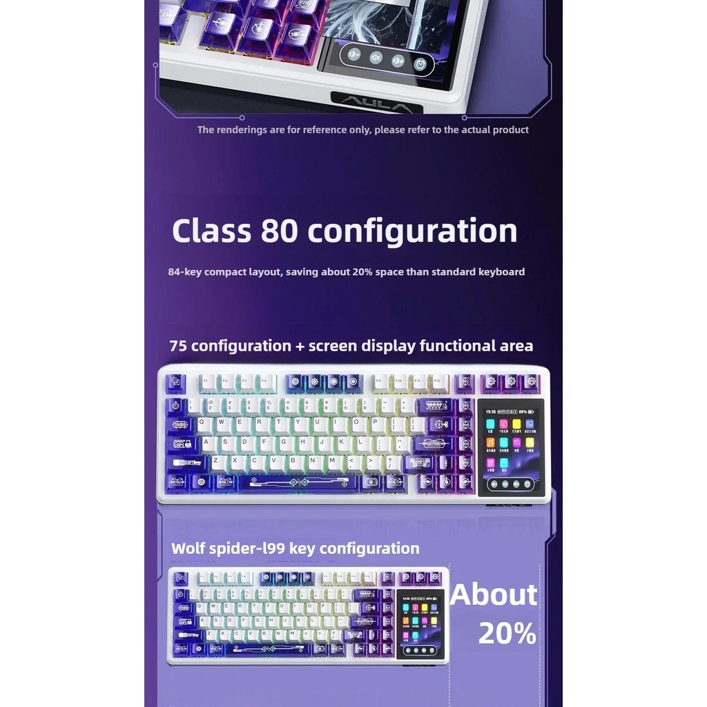 【Local Delivery】Aula New L99 Mechanical Keyboard Three-Mode 3.98-Inch ...