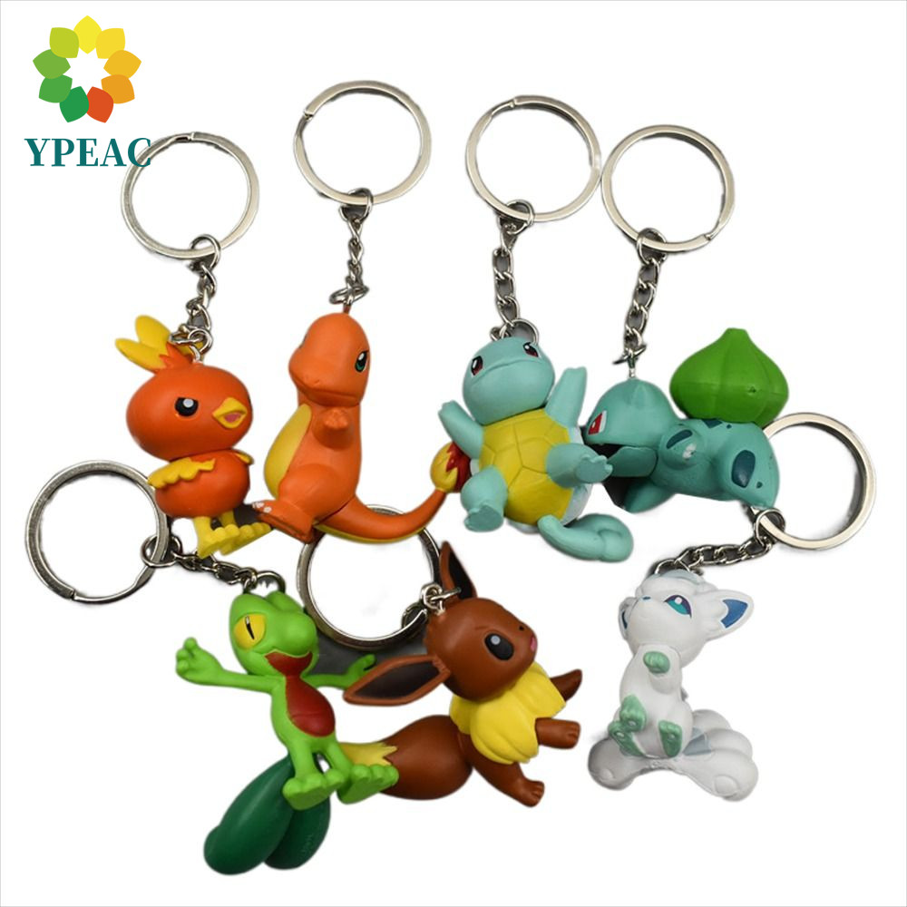 YPEAC Pikachu Keychain, Action Figure Bulbasaur Squirtle Doll Keyring ...