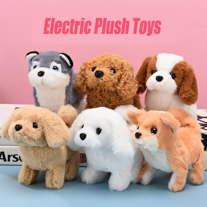 Plush Electric Toys Artificial Pet Dog Walking Teddy Dog Stuffed Toys ...
