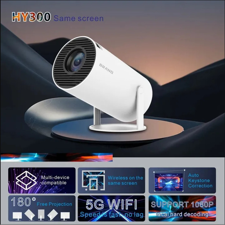 HY300 Projector 8000 Lumens 4K Ultra Full HD 1080P Built-in App Android ...