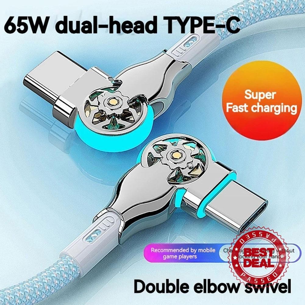 Double Head Type-c Charging Cable 65w Pd Fast Charging Computer Line ...