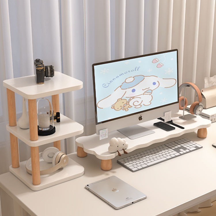 Desktop Computer Elevated Rack Desktop Cloud Shelf Monitor Stand Office ...