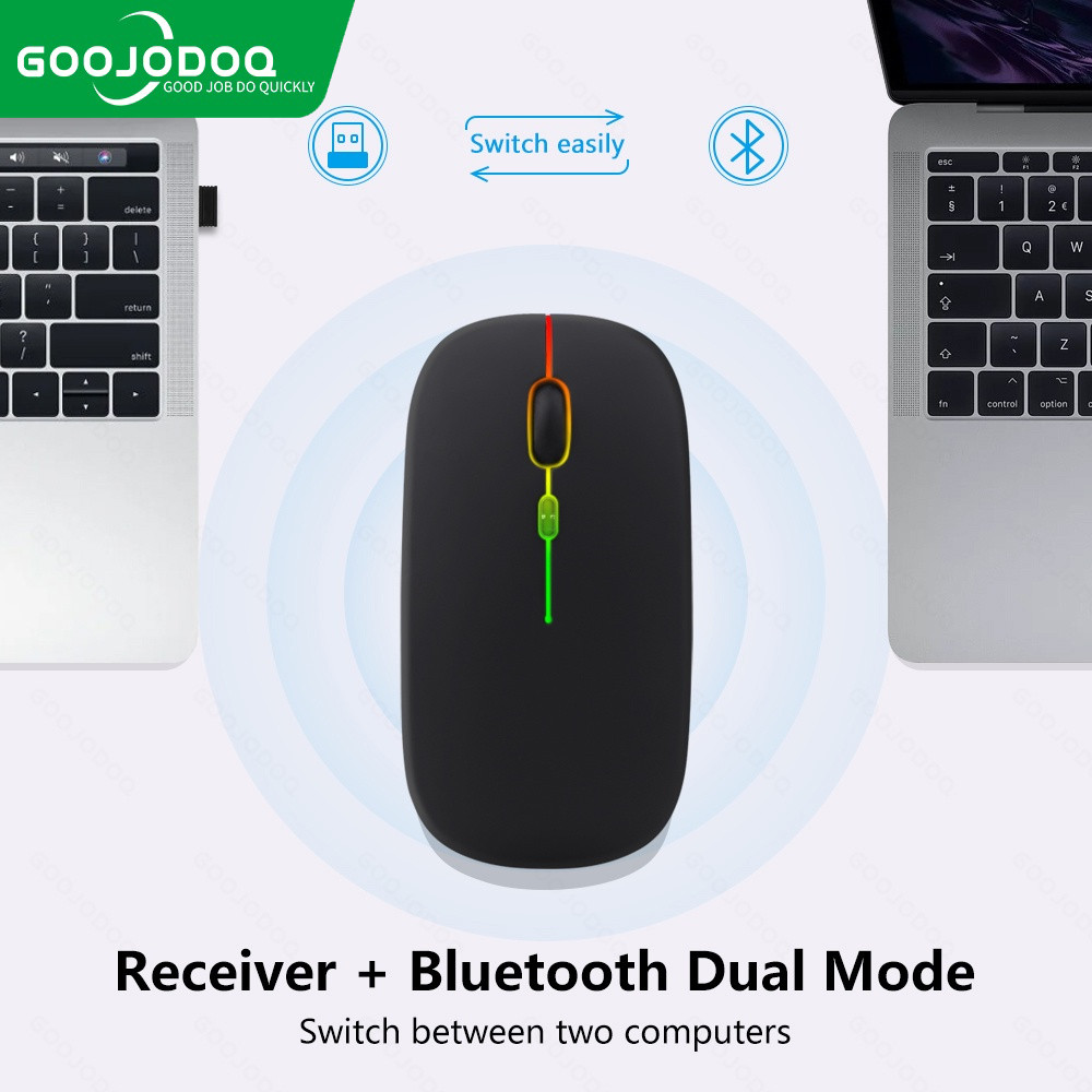 GOOJODOQ Mouse Wireless for laptop Bluetooth Rechargeable Silent LED ...