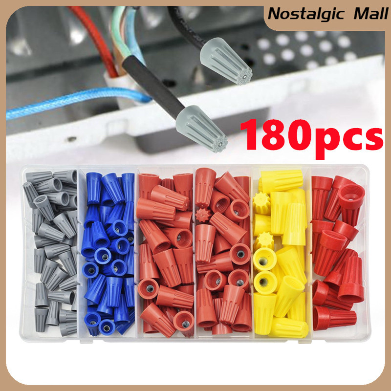 180pcs Spring Screw Type Wire Connector Quick Twist-on Terminal Cap ...