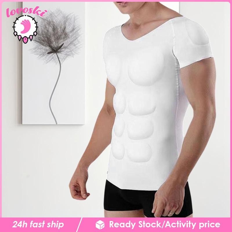 [Lovoski] Fake Muscle Suit Shirt Men Padded Muscle Shirt for Indoor ...