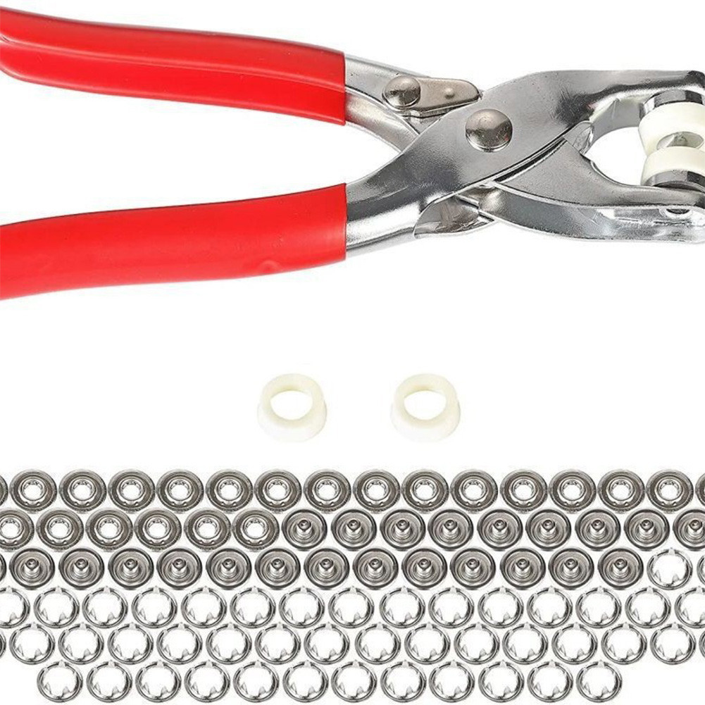 100 Set Snap Fastener Tool Snap Buttons with Snap Pliers Fastener Press ...