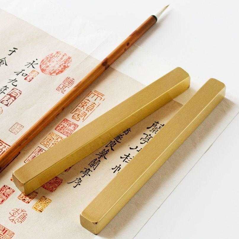 Brass Ruler Calligraphy Strip Patting Practice Brush Copybook Lettering ...