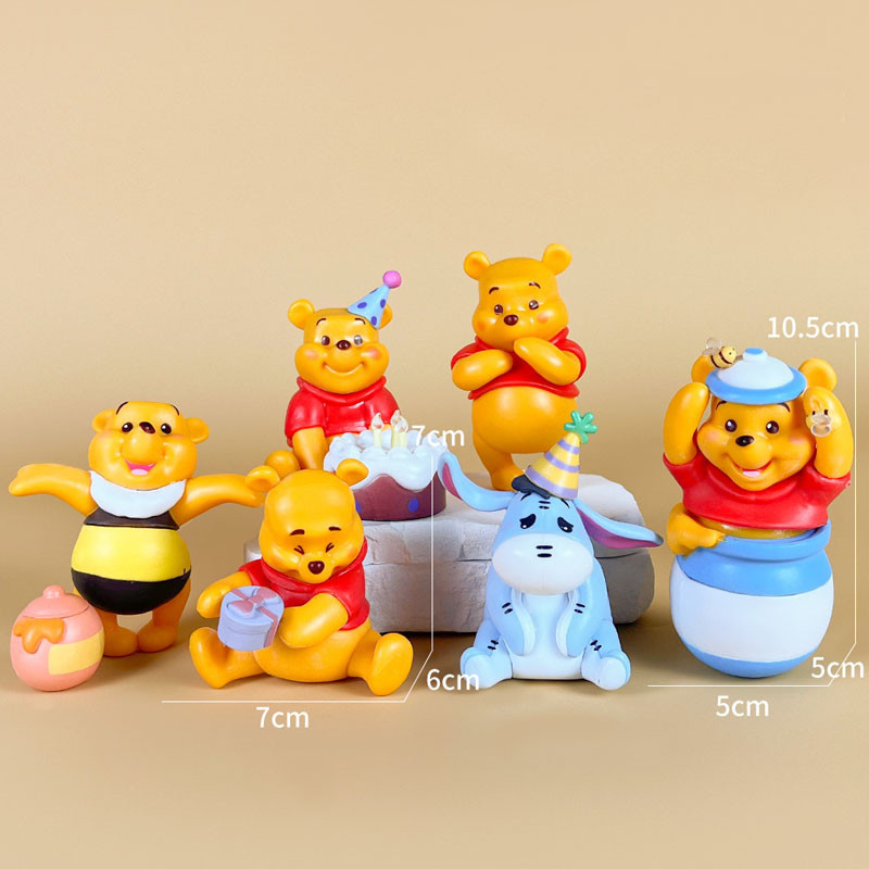 6Pcs 7cm-10.5cm Cartoon Winnie The Pooh Action Figure Toy Pooh Bear ...