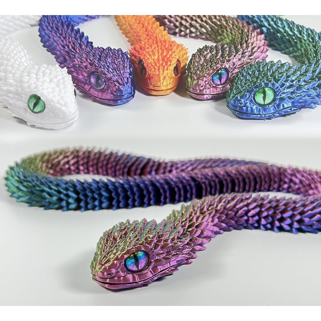 3D Printed Snake Animals Toys - 3D Printed Flexible Snake, Cute Pet Toy ...