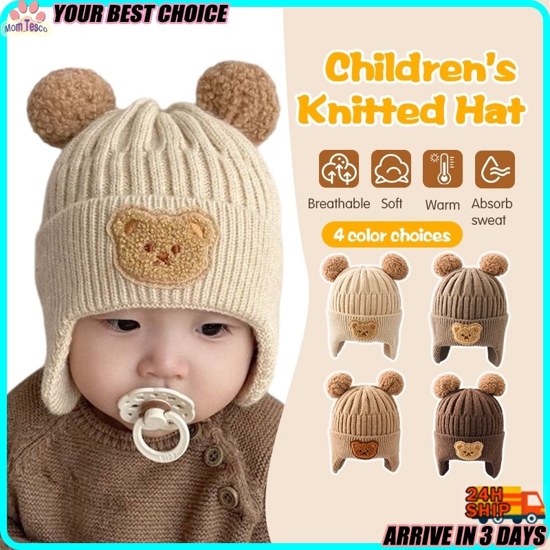 Baby Knitted Cap Cute Cartoon Little Bear Baby Hat Autumn Winter Infant ...