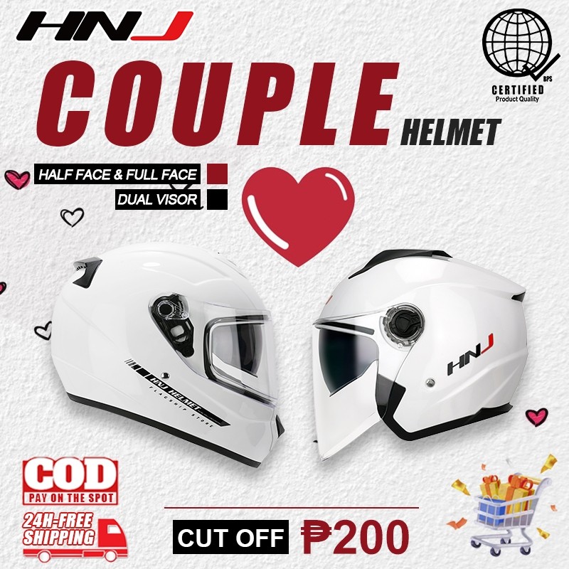 HNJ Motorcycle Helmet Couple Buy 1 Take 1 Couple Helmet Full Face Half ...