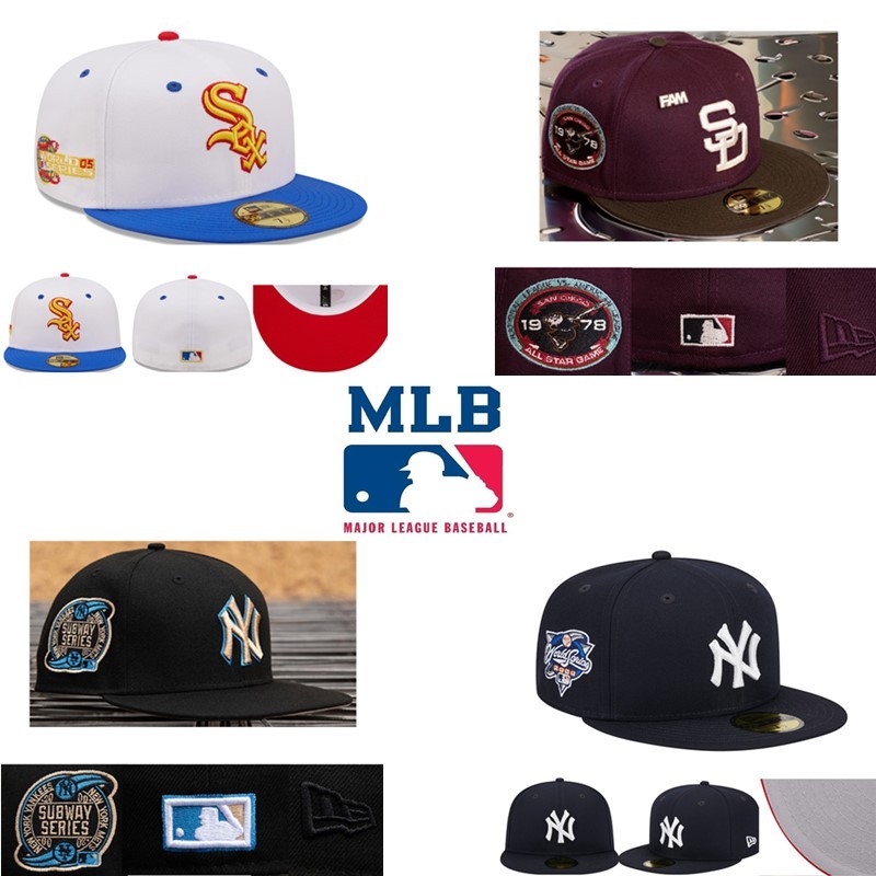 MLB Fully Enclosed Outdoor Sports Cap Sun Shading Embroidered Hat Flat ...