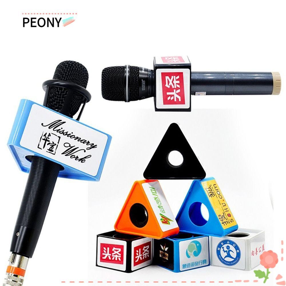 PEONY Microphone Logo Flag, Waterproof DIY Microphone Flag Station ...