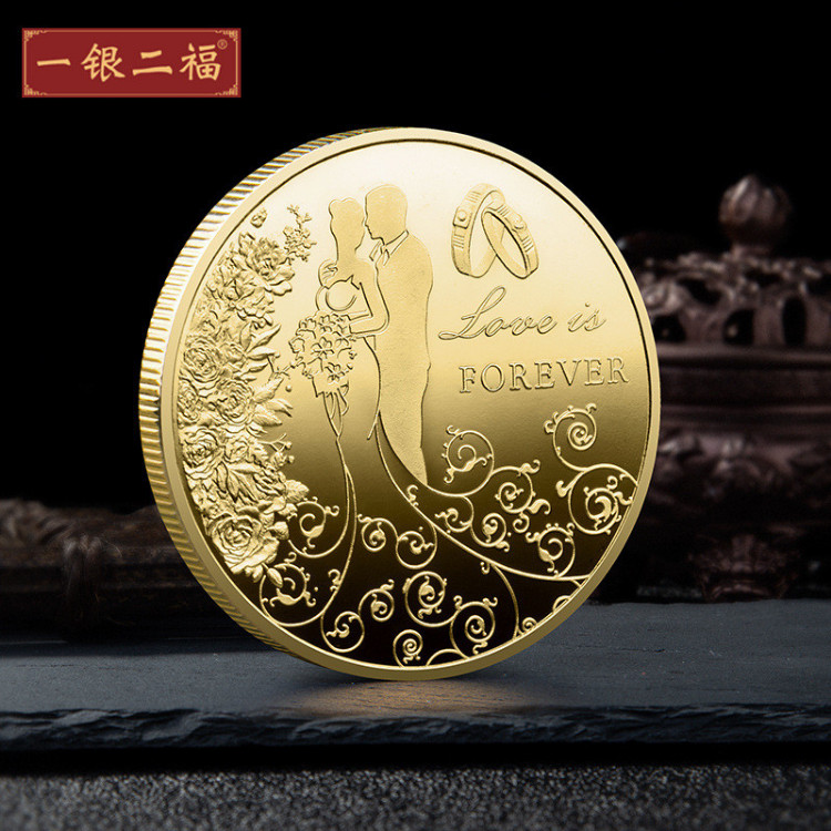 【Chinese Style Gifts】Love Commemorative Gold Coin LOVE Coin Wedding ...