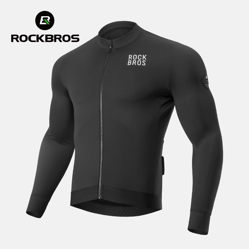 ROCKBROS Fleece Cycling Suit Long Sleeve YKK Zipper Warm Road Bike MTB Riding Jersey Breathable ...