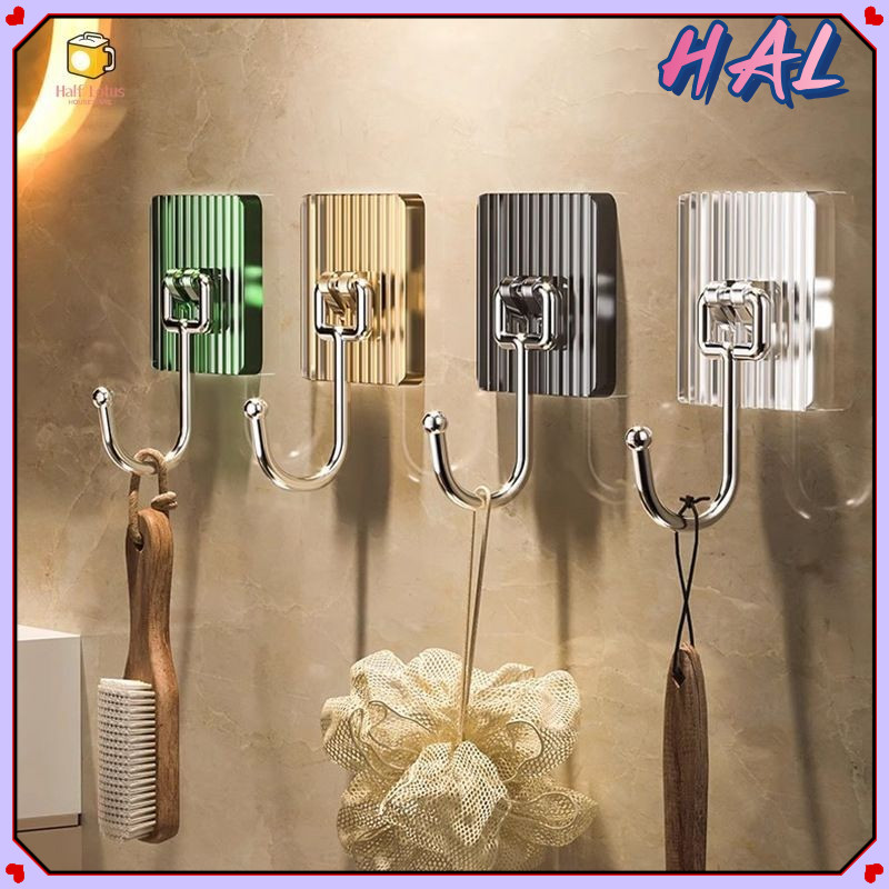 HAL ️Strong Traceless Hook Kitchen Hook Bathroom Clothes Hook Nail-free ...