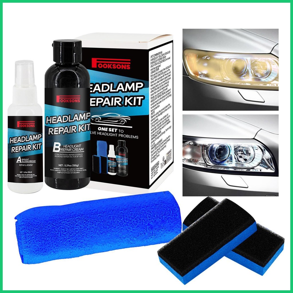 Headlights Restoration Kit Car Headlight Cleaner with Sponge Wipes ...