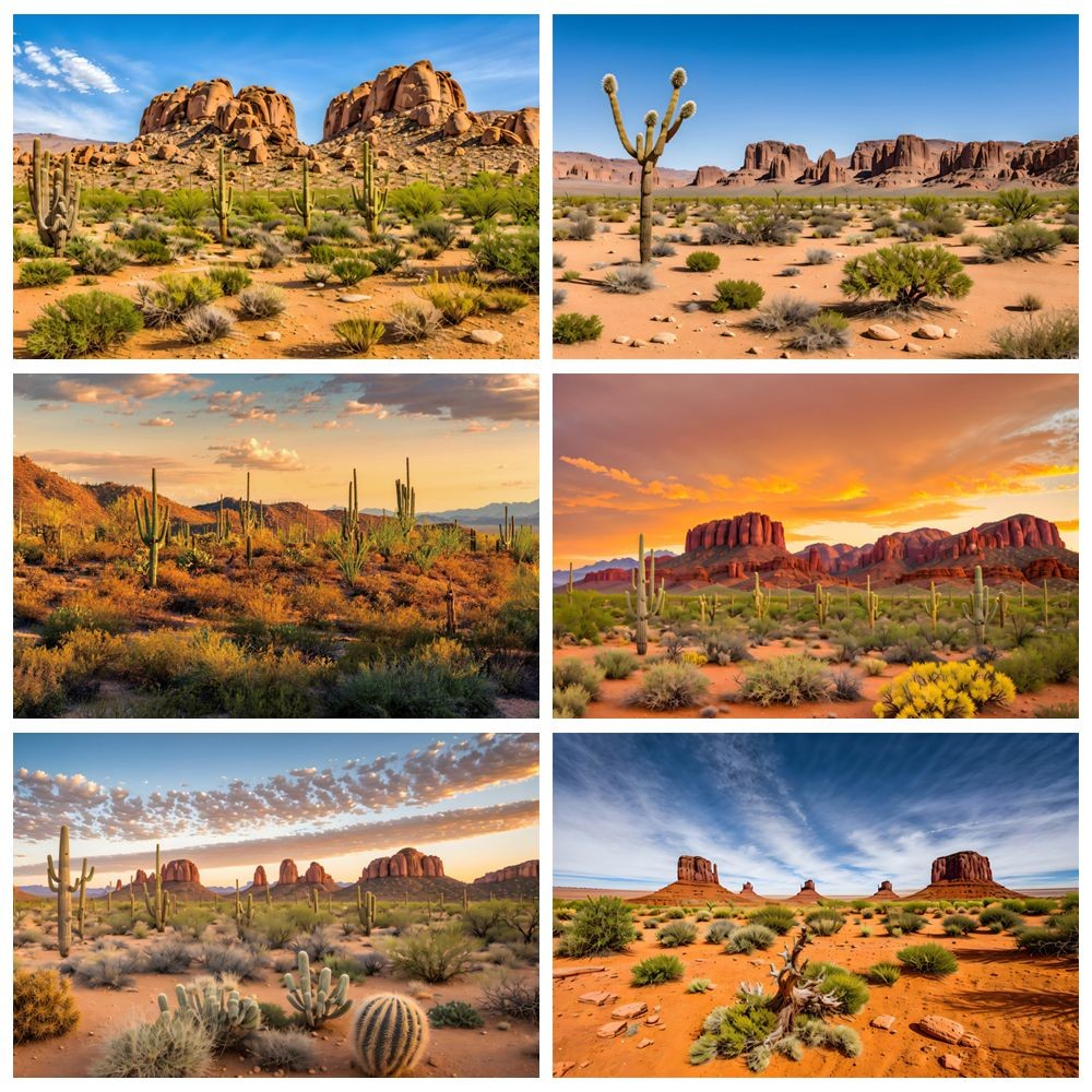Western Scenery Backdrop Nature Desert Plants Cactus Blue Sky Travel ...