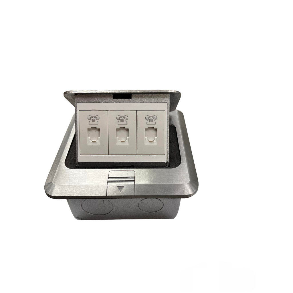Orbik / T&J Floor Outlet Pop-up Telephone Outlet x 3 w/ MetalUtility ...