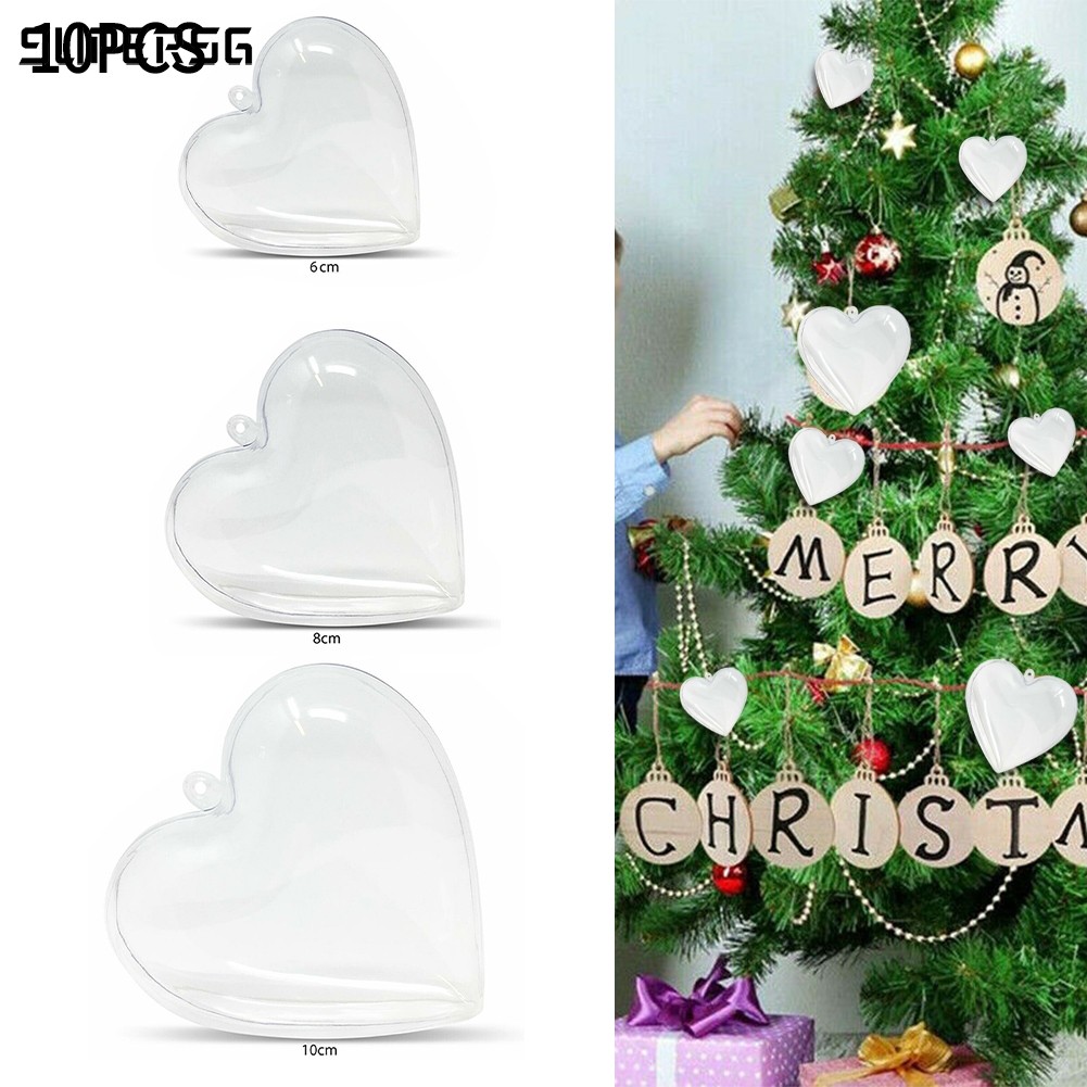 SUPER|Clear Fillable Heart Baubles Plastic Wedding Favours Christmas ...