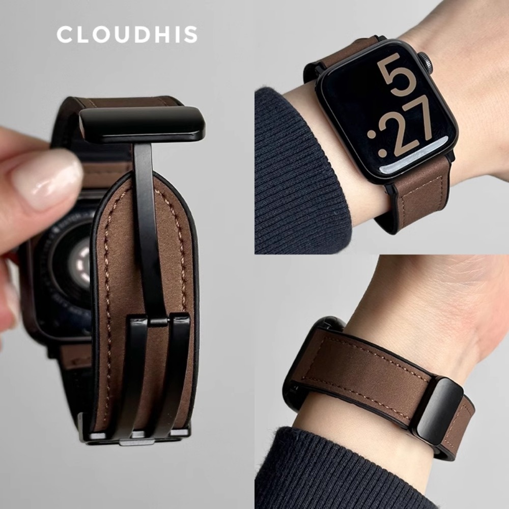 Leather Magnetic Strap compatible for iWatch series 10 46mm 42mm ...