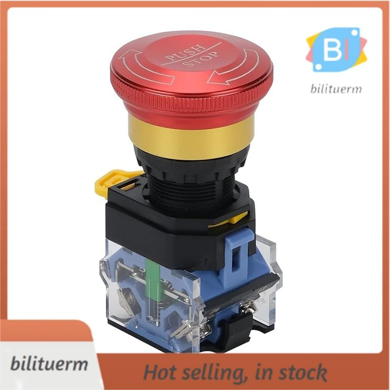 [bilituerm]Emergency Stop Button 10A 22mm Latching Push Button Switch, Aluminum Alloy Round ...