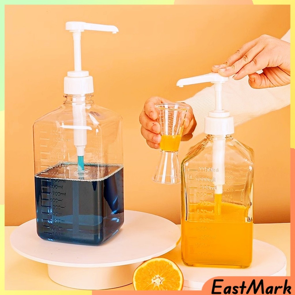 EMark Plastic Glass Syrup Container with Pump (10cc) - For Sugar Syrup ...