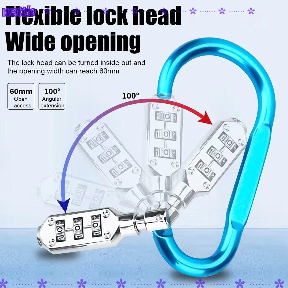 WATTLE Carabiner Combination Lock Multifunction Luggage Lock Universal ...