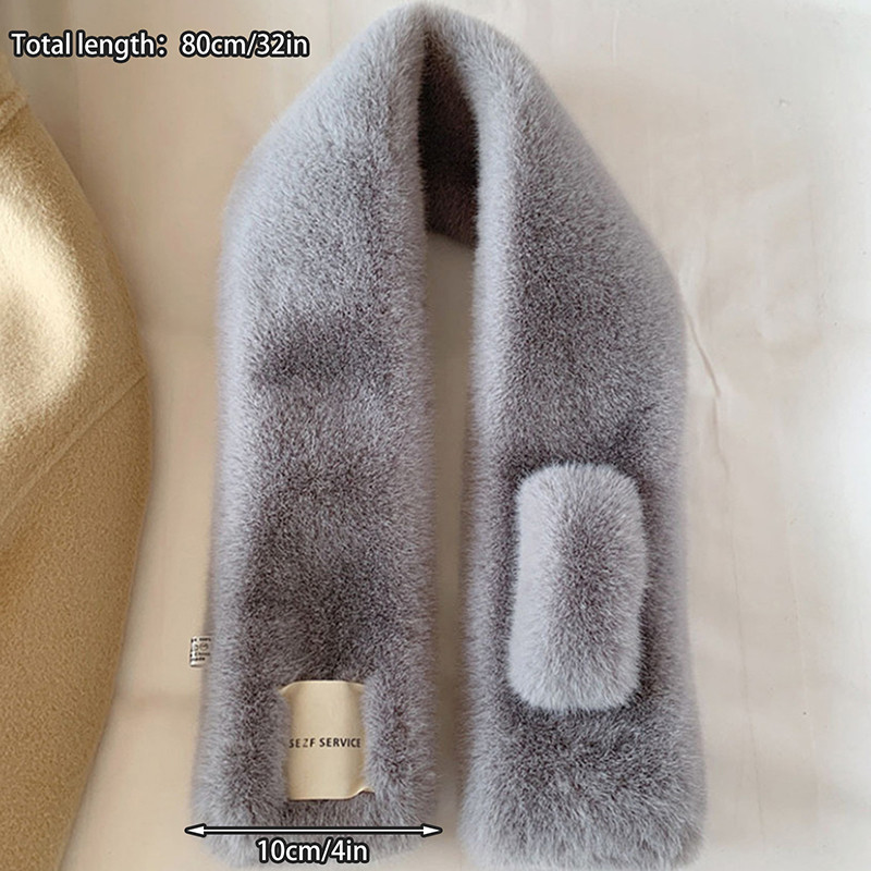 Marbit Fluffy Fur Collar Scarf Women Keep Warm Thickening Fur Sjaal ...