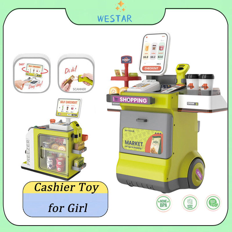 Big Cashier Toy for Girl Supermarket with Money Scanner Simulation ...