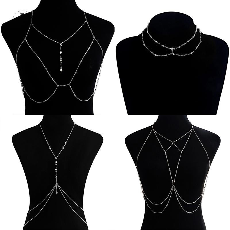 Marbit Cross Chest Breast Belly Body Chain Necklace for Women Girls Bra ...