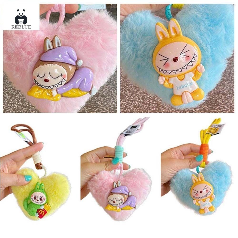 REBLUE labubu keychain, Plush Dolls Keyrings Labubu Bag Hanging ...