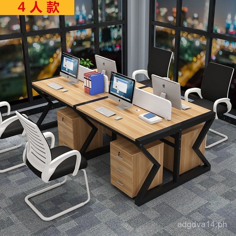 Staff Office Desk Four-Person Employee Computer Desk and Chair Set2/4 ...