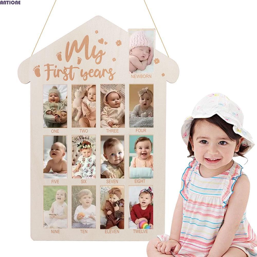 ANTIONE Baby’s First Year Picture Frame, Wooden Celebrations 12 Month ...