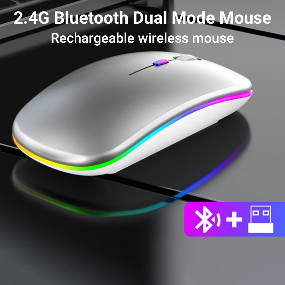 2.4G Bluetooth Dual Mode Wireless Mouse Rechargeable 3-Level DPI ...