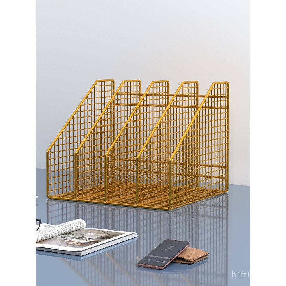 File Rack Office Iron Desktop File Folder Storage Rack Bookend Storage ...