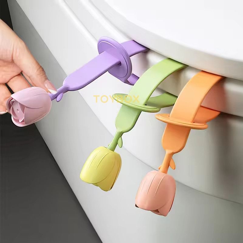 Silicone Toilet Lid Lifter Tulip Handle Holder Bath Toilet Seat Ring ...