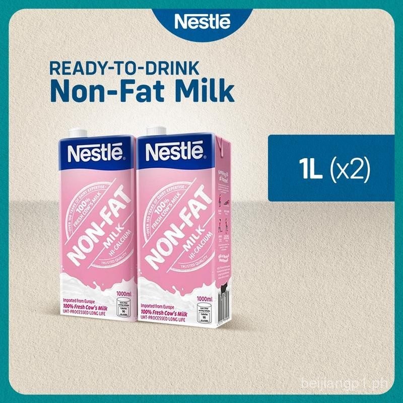 NESTLÉ Non Fat Milk 1L - Pack of 2 - Hi-Calcium, 100% Fresh Cow's Milk ...