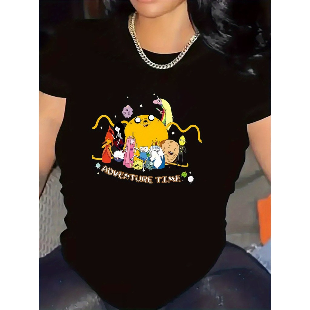 Men'S & Women'S Black T-Shirt with Vibrant Cartoon Design - "Adventure ...