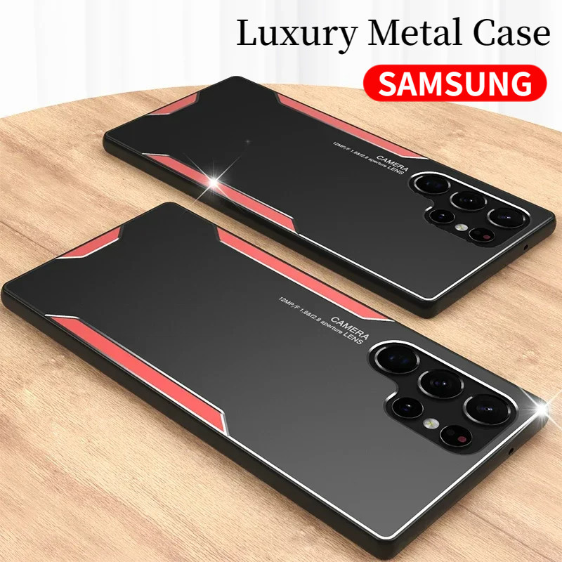 For Samsung Galaxy S24 S23 Ultra Plus FE 5G 2024 Case Luxury Aluminum Metal Matte Shockproof ...